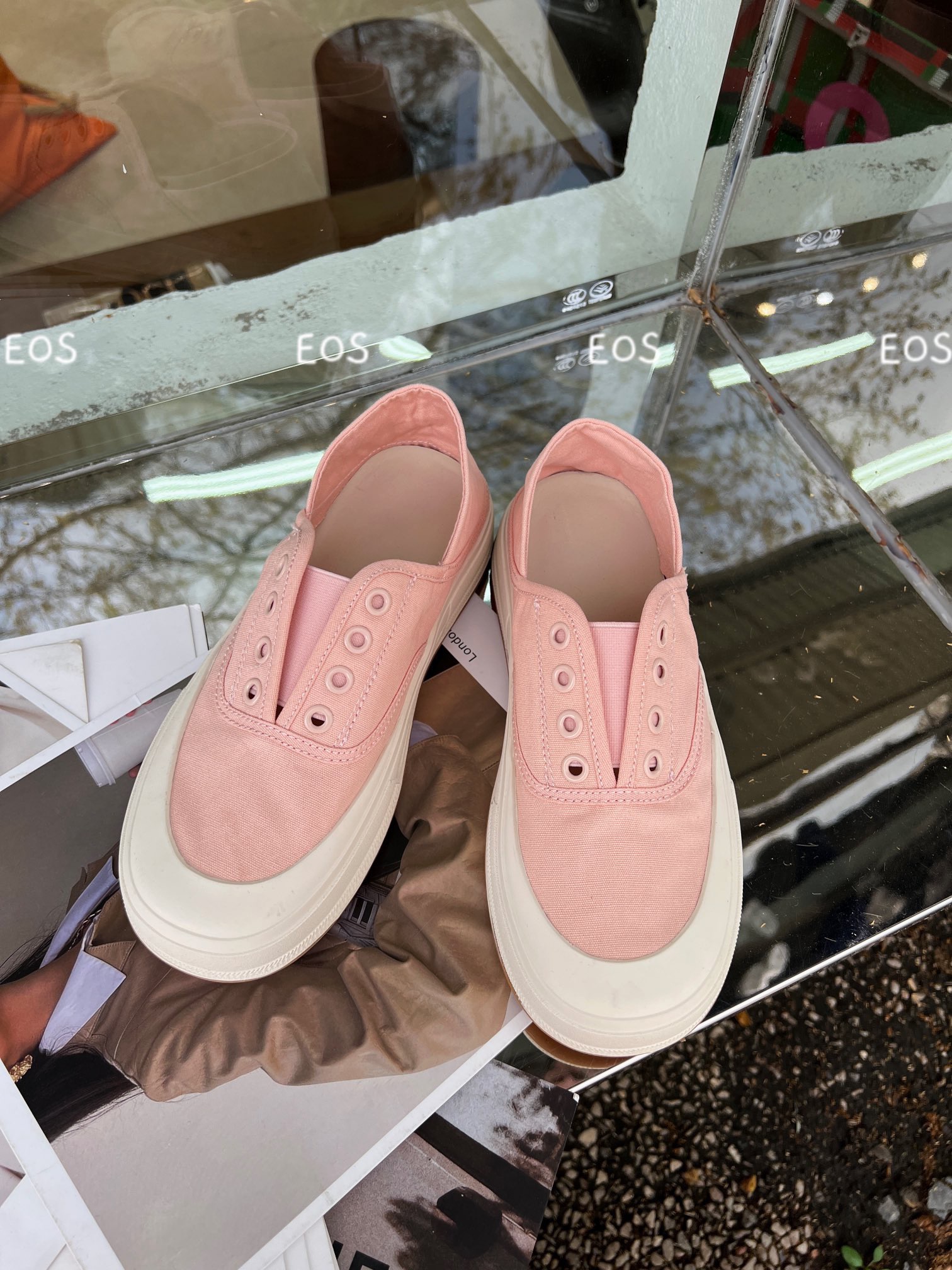 EOS versatile round head one-piece pedal can heel casual breathable thick sole elevated canvas ...