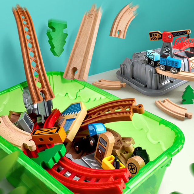 Hape Wooden Train Track Town Transport Set Electric Boys and Girls ...