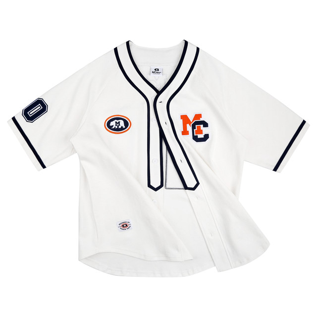 MCREW logo embroidered casual sports short-sleeved baseball cardigan ...