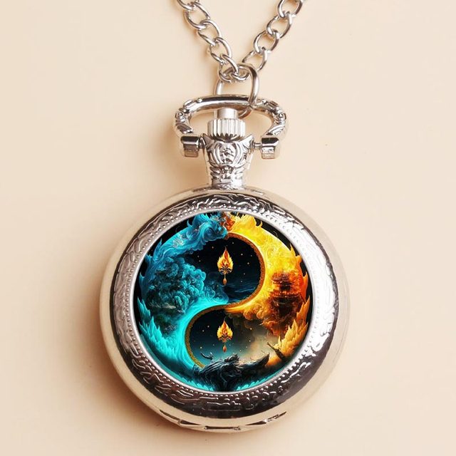 Yin-Yang Dragon and Phoenix Pocket Watch Tai Chi Two Yin Two Yang Four ...