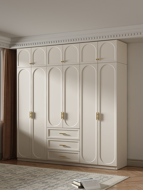 French cream style Ousong board cabinet wardrobe household bedroom ...