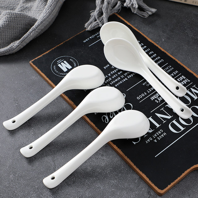Ceramic long-handled spoon household soup small spoon plus long spoon ...