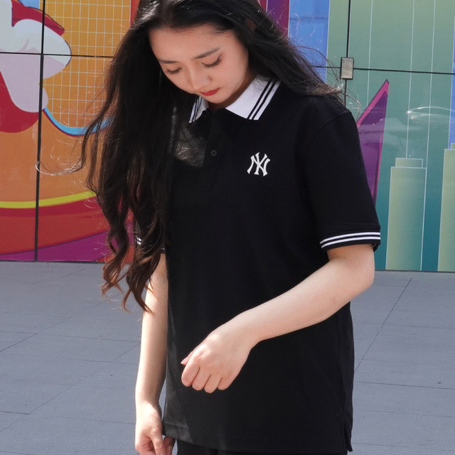 24 new style MLB couple short-sleeved men's and women's NY embroidered ...