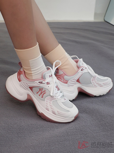 25 new MLB couple dad shoes men and women NY retro mesh thick sole ...