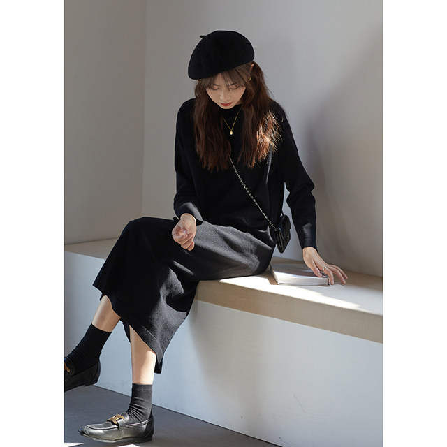 MISAZ matches very high! Spring and autumn black sweater dress ...