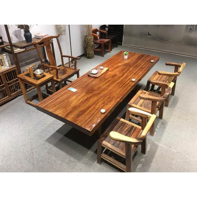 Wujin wood large board solid wood tea table chair Chinese company ...