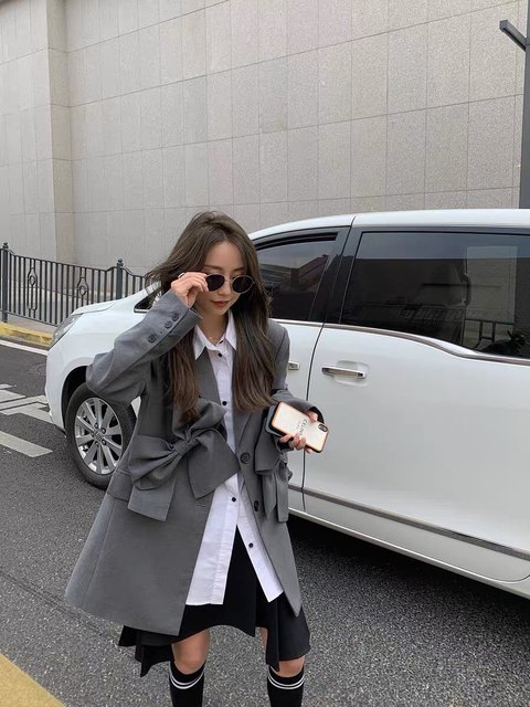 Korean ulzzang fashion trendy bow small suit women ins internet ...