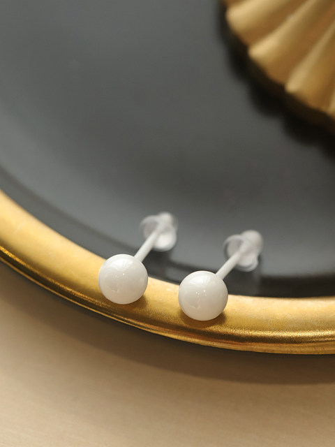 Colorful ceramic ear piercing ear studs for women simple sweet and cute ...