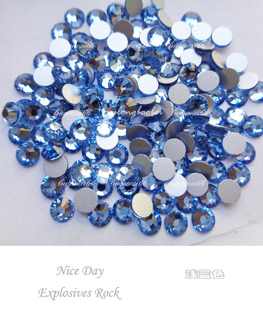 Flat bottom diamond light blue DIY rhinestone glass diamond nail art ...