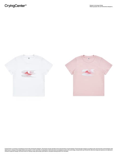 Cryingcenter Pink silver gradient logo girl comfortable slimming T cry ...