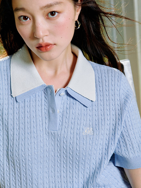 Inman acetate wool contrasting twist thin sweater 2025 summer women's ...