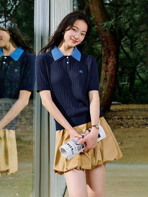 Inman acetate wool contrasting twist thin sweater 2025 summer women's ...