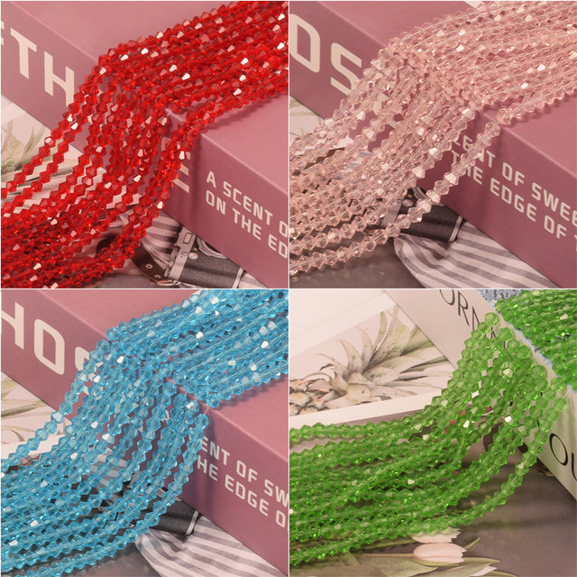 4mm glass crystal rhombus beads DIY handmade beaded bracelet necklace ...