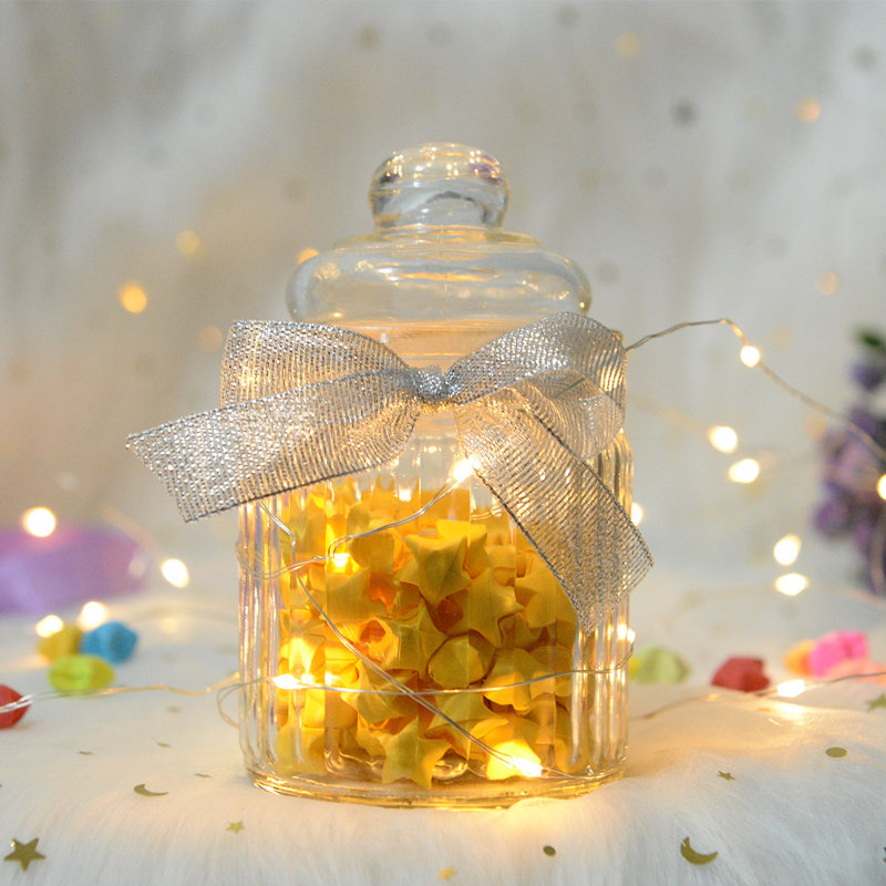Frasco Desejos Estrela da Sorte - Pote Decorativo de Vidro Transparente