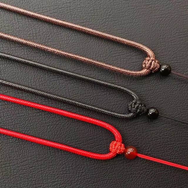 Hand-woven wax rope pendant rope pendant rope emerald jade bead beeswax ...