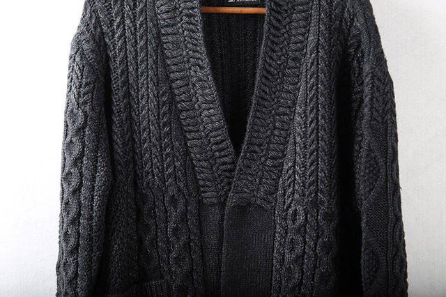 Spring and Autumn Designer Men's Sweater Cardigan Thick Line Trendy Mid ...