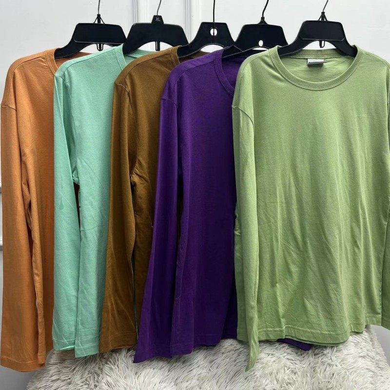 Fanshuo solid color base shirt, daily basic long-sleeved round neck T ...