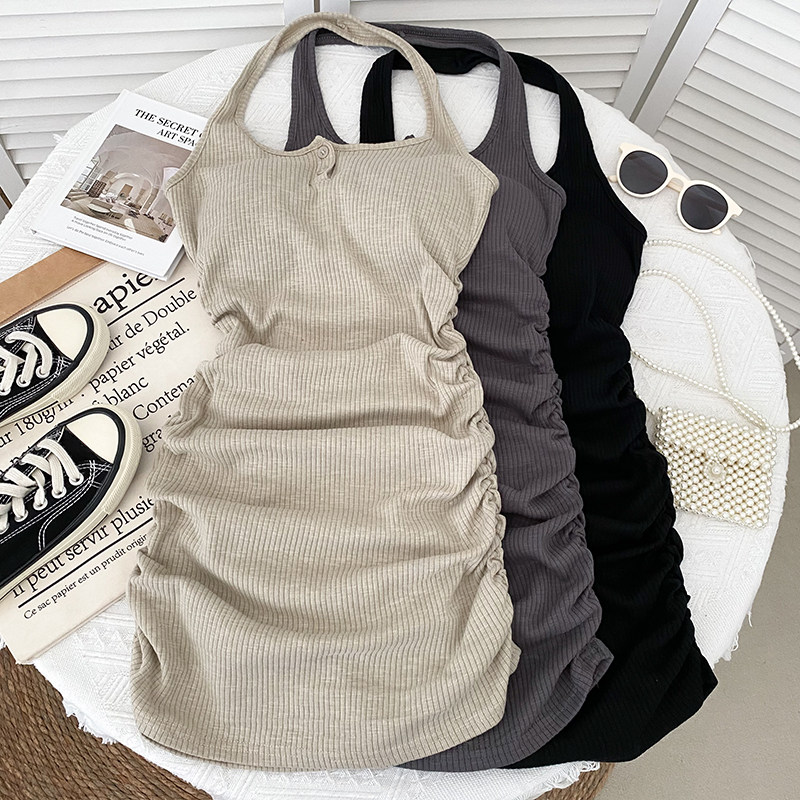 Spice Girl Fashion Versatile Halter Neck Fold Slim Slim Sleeveless Vest ...