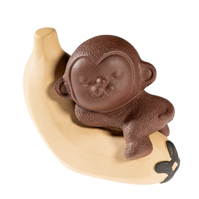 Tea Pet Purple Clay Cute Banana Little Monkey Ornament Zodiac Monkey ...
