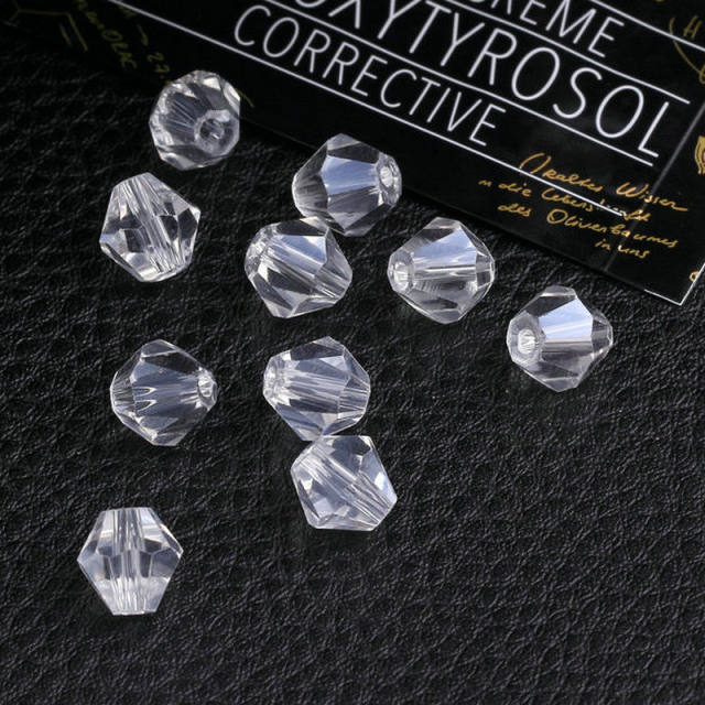 4/6/8mm white crystal beads rhombus glass pointed beads hand-beaded ...