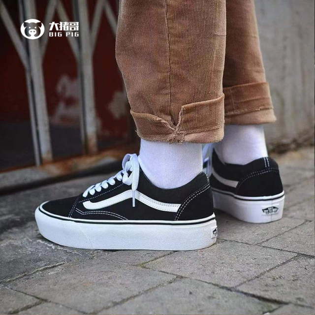 VANS women's shoes with thick bottom increase OLD SKOOL PLATFORM puffed ...