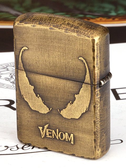 zippo genuine lighter vintage brass double-sided engraving venom/venom ...