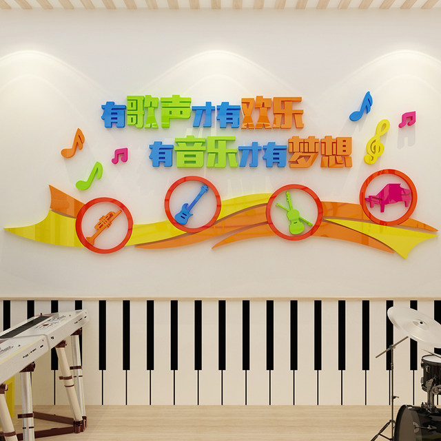 Five-line music notes, piano room, music classroom decoration, wall ...