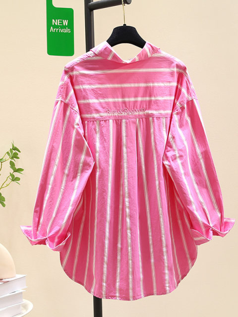 European-Style Designer Embroidered Striped Shirt for Women, Early ...