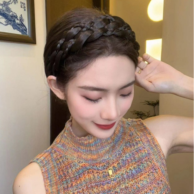 Seven -stranded art type wig hairband sandwich braid card headwear ...