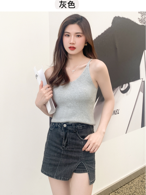 Sling vest for women wearing hot girls in summer mercerized cotton ...