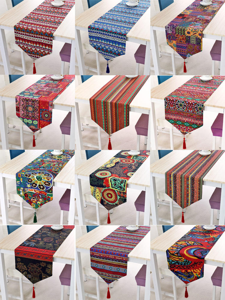 Southeast Asian Cotton Linen Ethnic Style Table Flag Chinese Coffee ...