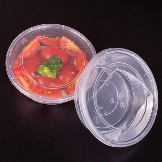 Round disposable lunch box, takeaway fast food packaging box, plastic ...
