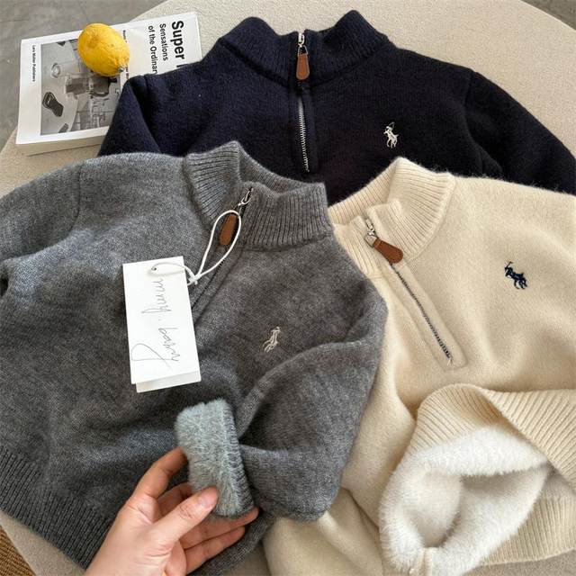 Chen Ma Children Add Velvet sweater Winter men and girls embroidered ...