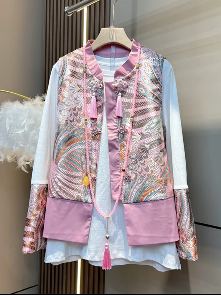 Heavy Industry Large -size Women's Sequenant Flower Vests Top Radio ...