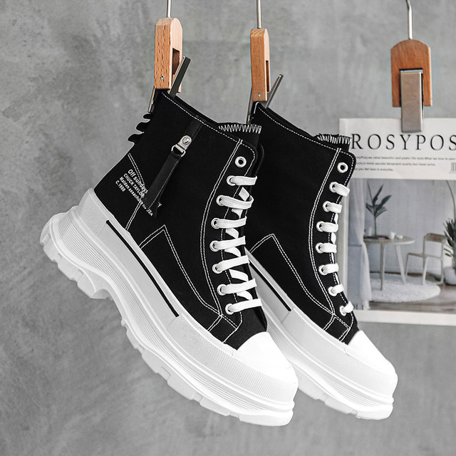 High-top canvas shoes for men's spring and autumn Korean style ...