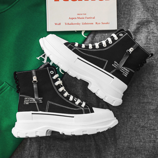 High-top canvas shoes for men's spring and autumn Korean style ...