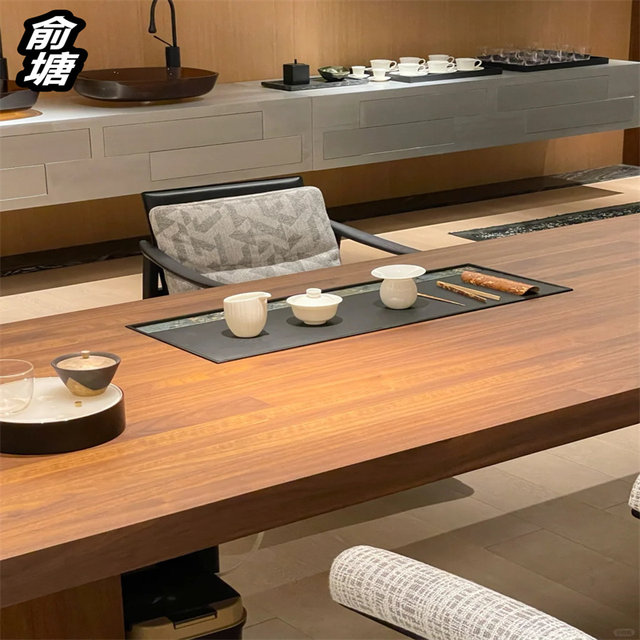 Italian North American black walnut designer high-end tea table and chair combination integrated ...