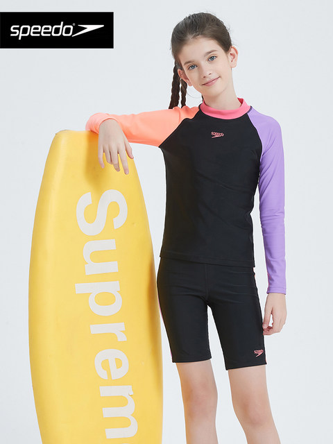 Speedo Kidsren's Split Swimsuit for Girls, Long-Sleeved, Sun-Protective ...