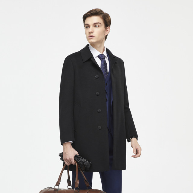 Youngor coat winter new men's long lapel business warm middle-aged coat ...