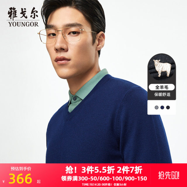 Youngor's new autumn and winter men's V-neck sweater business casual ...