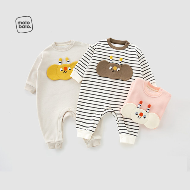 Mylabella baby jumpsuit pure cotton autumn male and female baby cartoon casual outing crawling ...