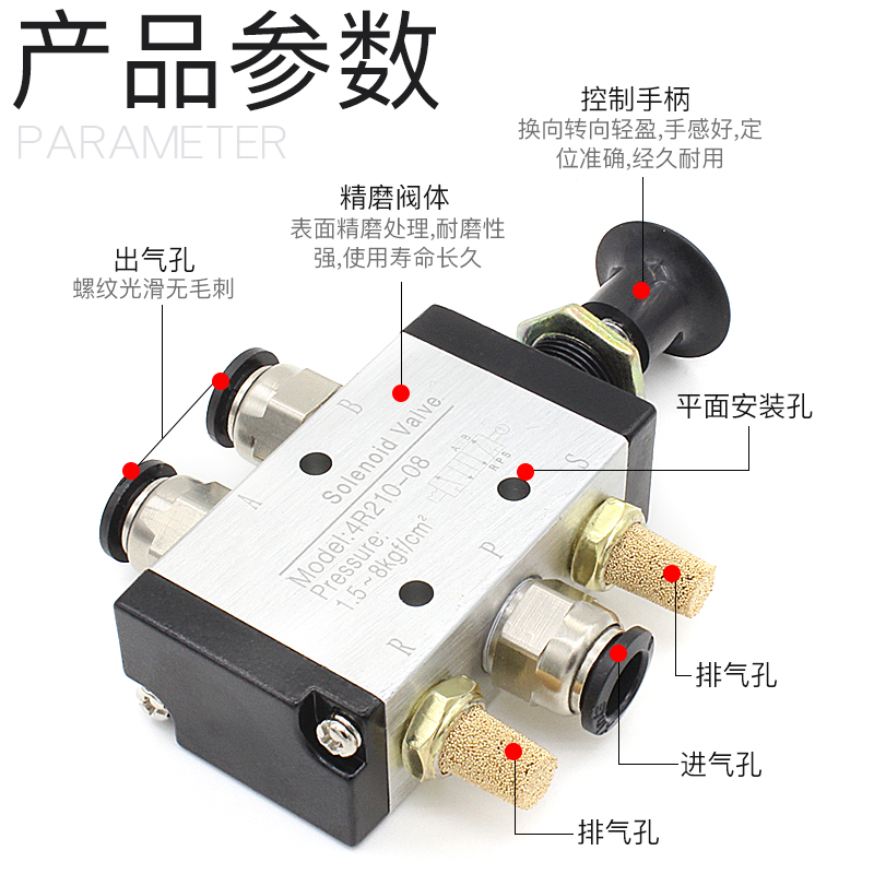 Pneumatic hand valve switch 4R manual valve 4H210-08 two-position five-way hand valve cylinder ...