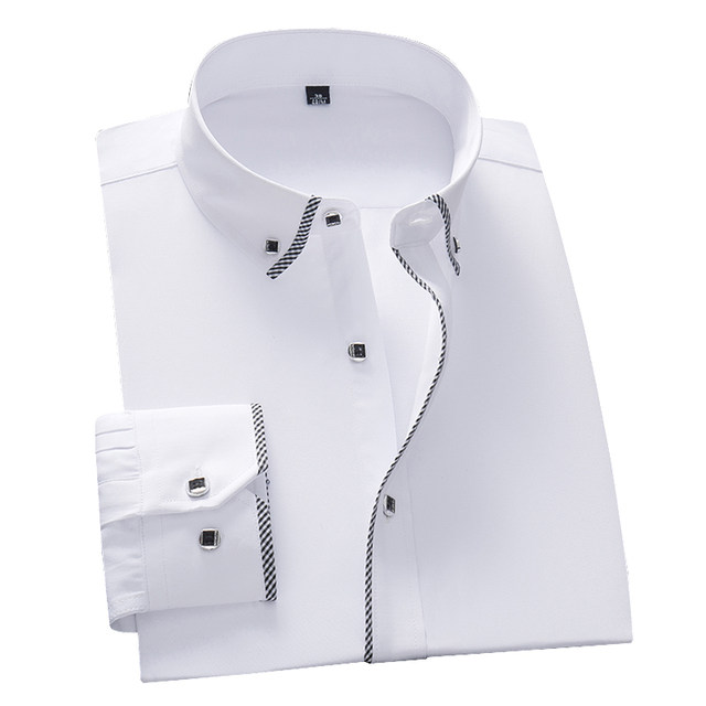 Autumn long-sleeved shirt men's white non-ironing business formal wear ...