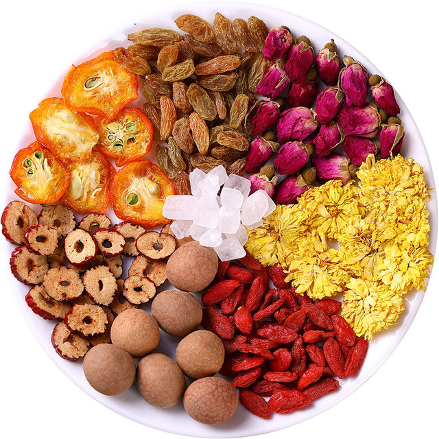 Longan, red dates, wolfberry, rose tea, eight-treasure health ...