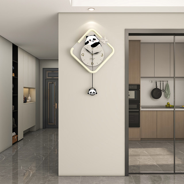 2024 New Panda Clock Wall Clock Living Room Modern Simple Creative ...