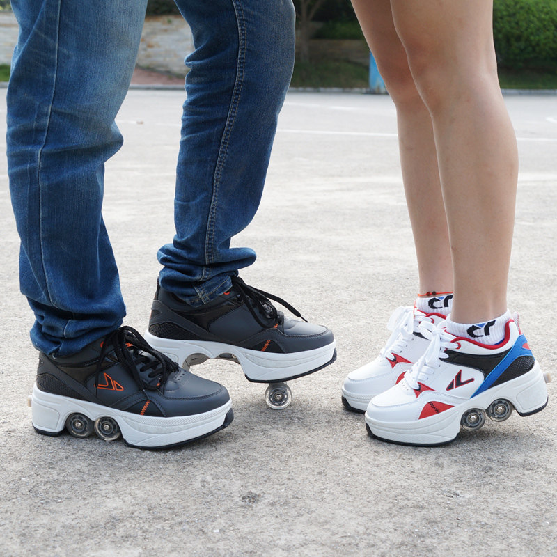 Anglut Deformation Shoes Dual-Purpose Roller Skates Skateboard Shoes