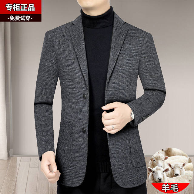 100% wool double-sided suit men's spring and autumn pure wool suit ...