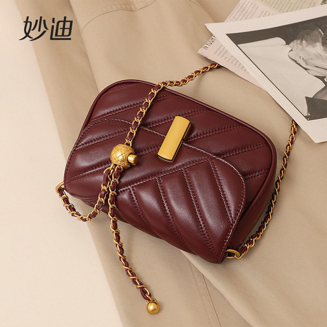 Miaodi Ankola Red Chain Bag 2024 New Small Fragrance Style Bag Genuine ...