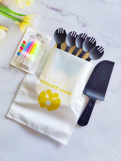 Disposable birthday cake, knife and fork set, baking cake tableware ...
