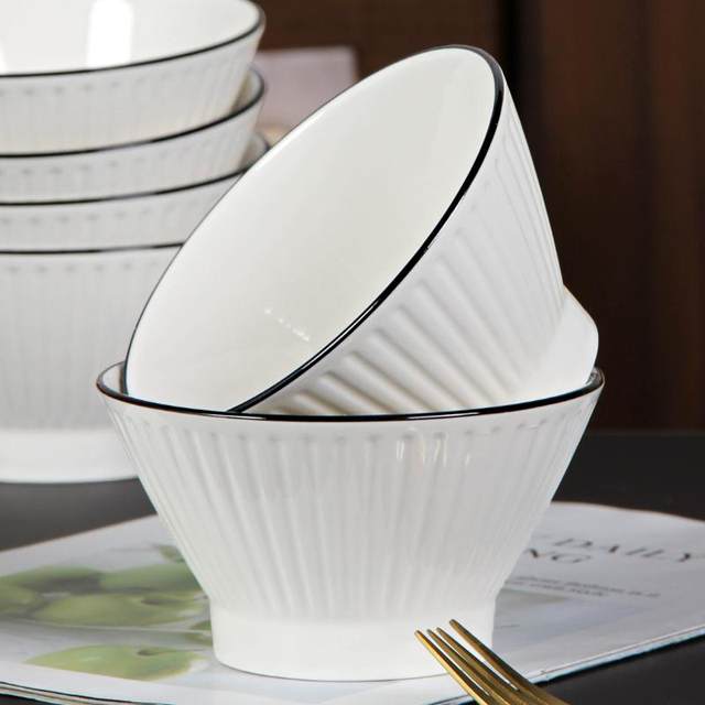 Bowl household high -level sense ceramic large 5 -inch food bowl ...